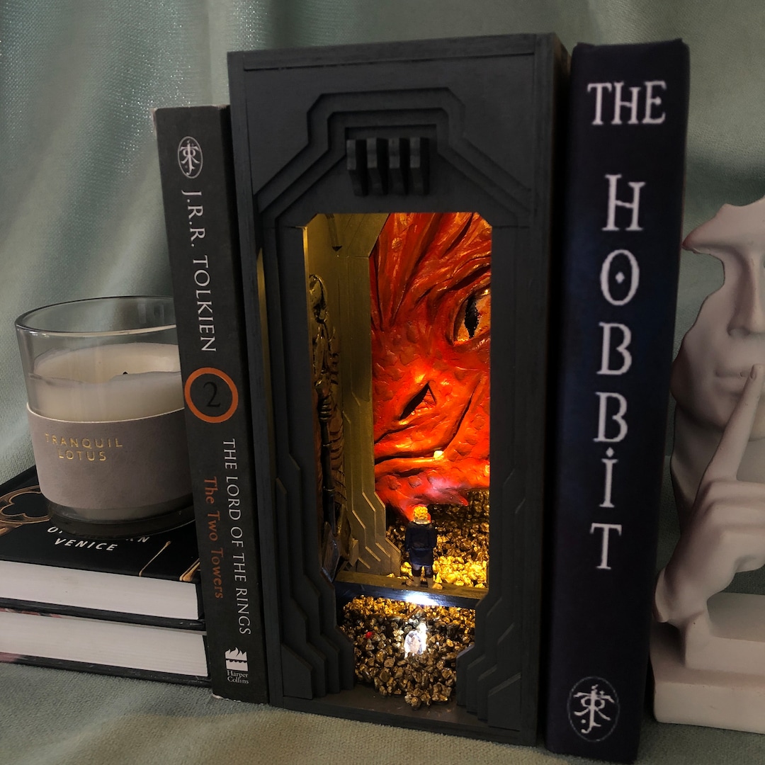 Fantasy Book Nook Finished Bookshelf Insert Dragon Book Nook Diorama ...
