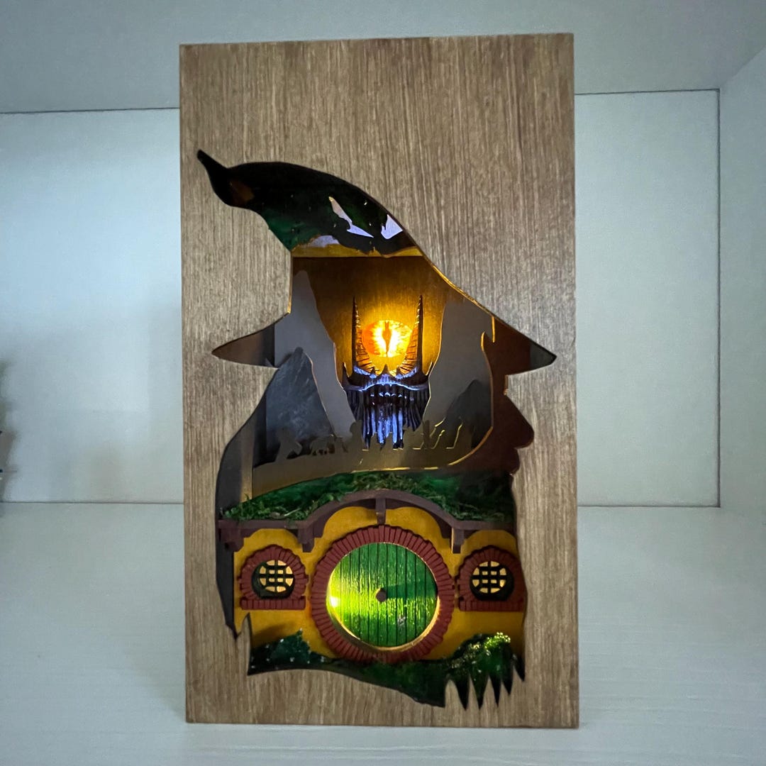 Shire Book Nook LOTR Fantasy Diorama Barad Dur Tower Hobbit Bookshelf ...