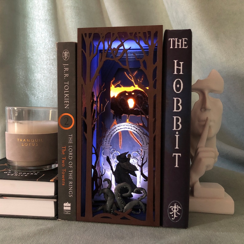Lotr Book Nook Premade Bookshelf Insert Diorama Moria Gate Miniature ...