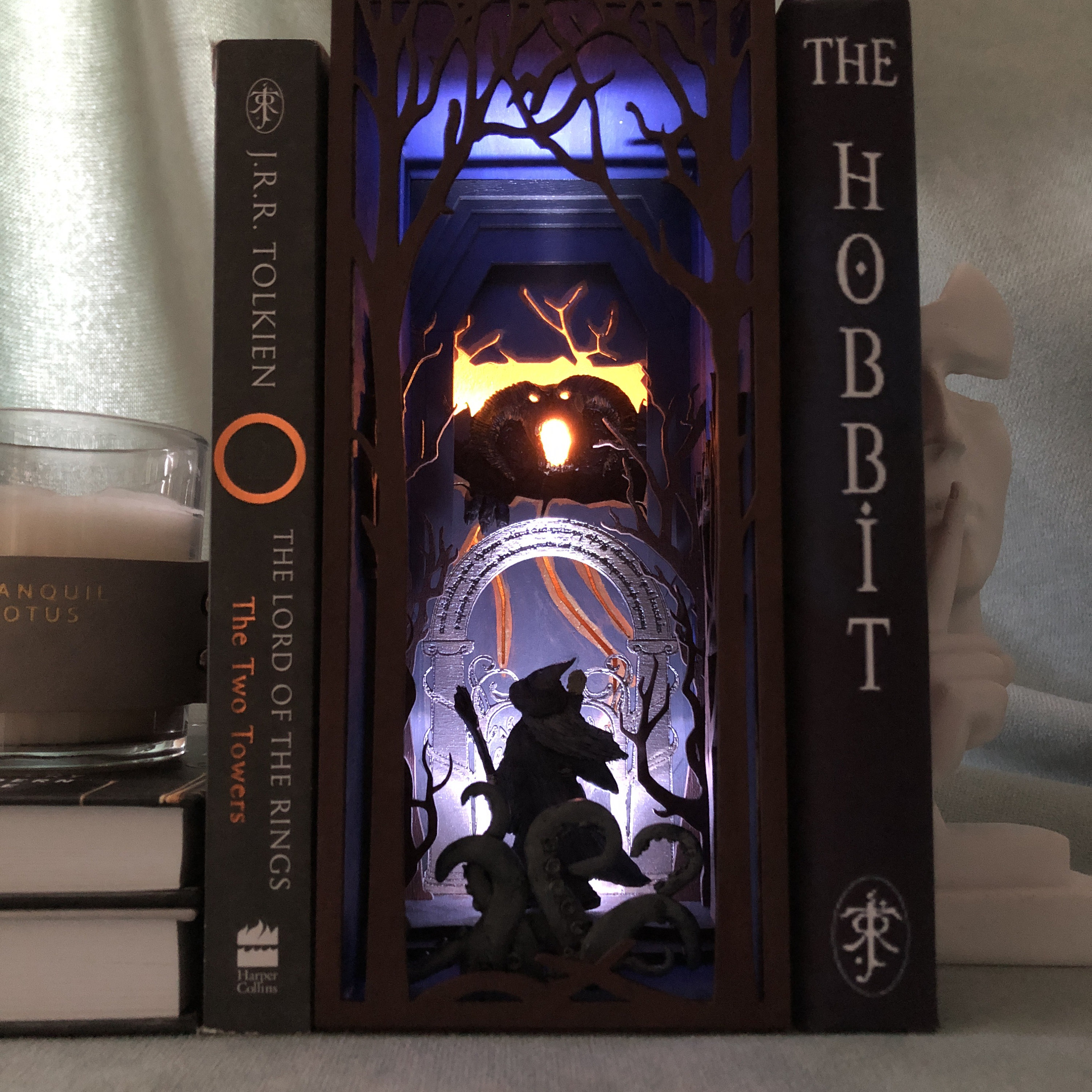 Lotr Book Nook Bookshelf Insert Diorama Moria Gate Miniature Balrog ...