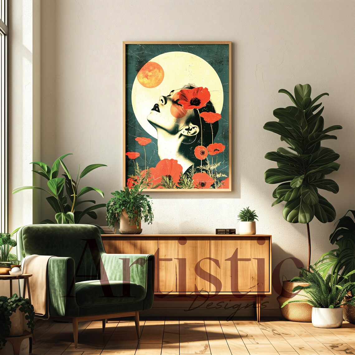 Vertical Frame Mockup for Photoshop L Modern Living Room Bright ...