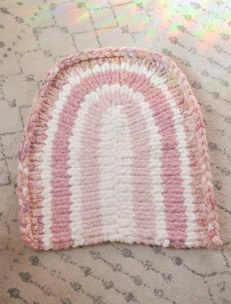 Rainbow Chunky Knit Handmade Baby Play Mat, Baby Rainbow Pillow, Baby ...