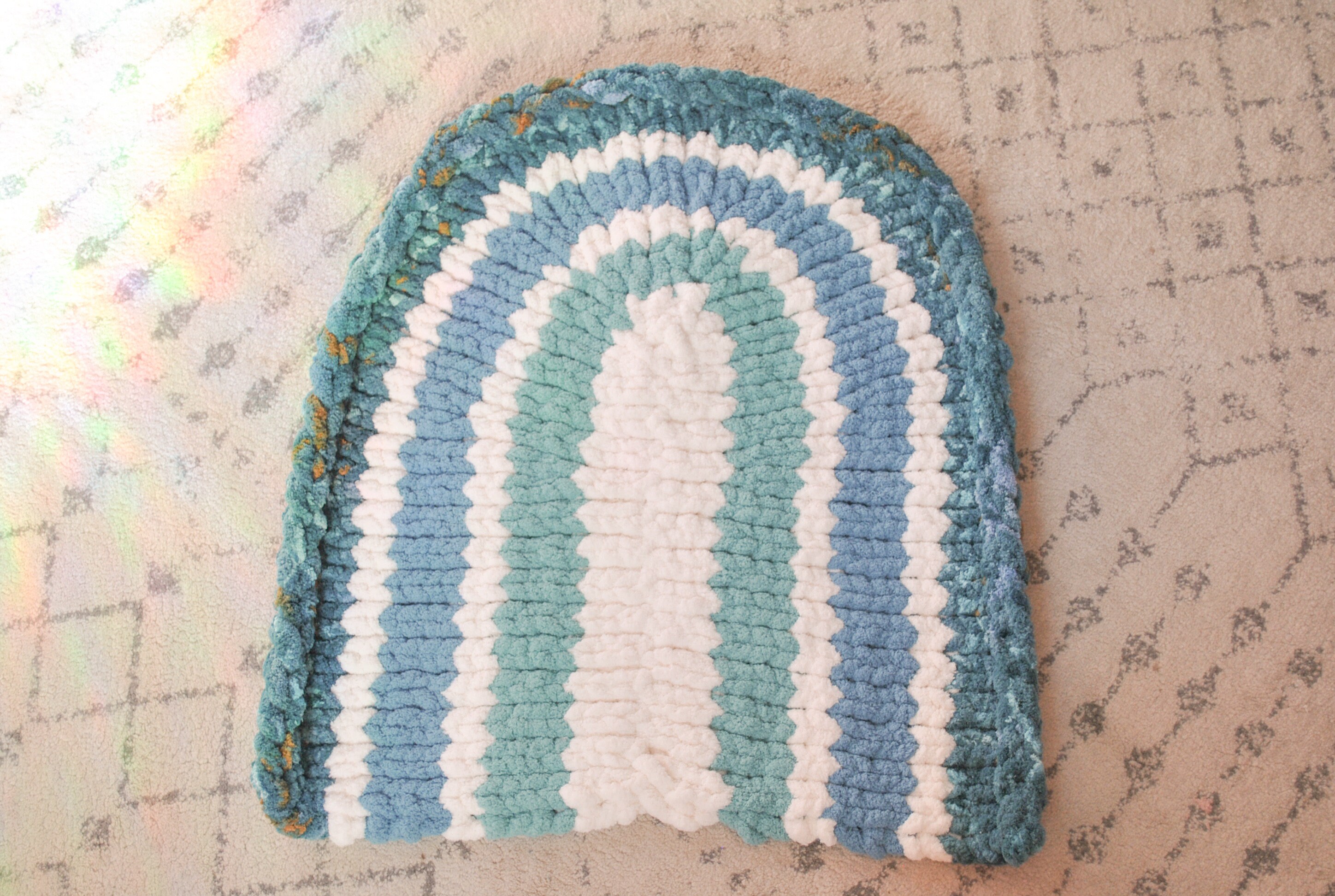 Rainbow Chunky Knit Handmade Baby Play Mat, Baby Rainbow Pillow, Baby ...