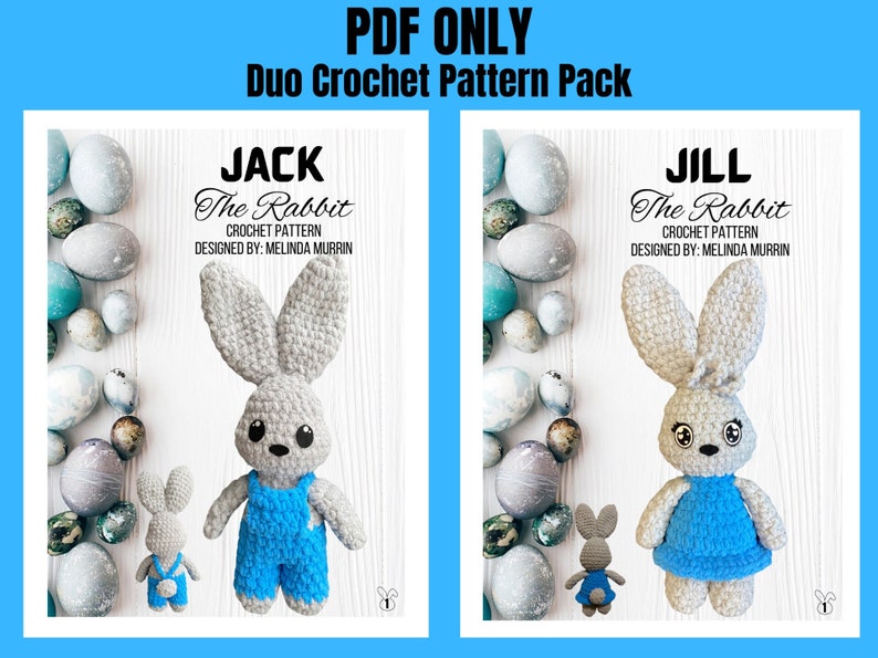 Jack the Rabbit & Jill the Rabbit Crochet Pattern - Etsy