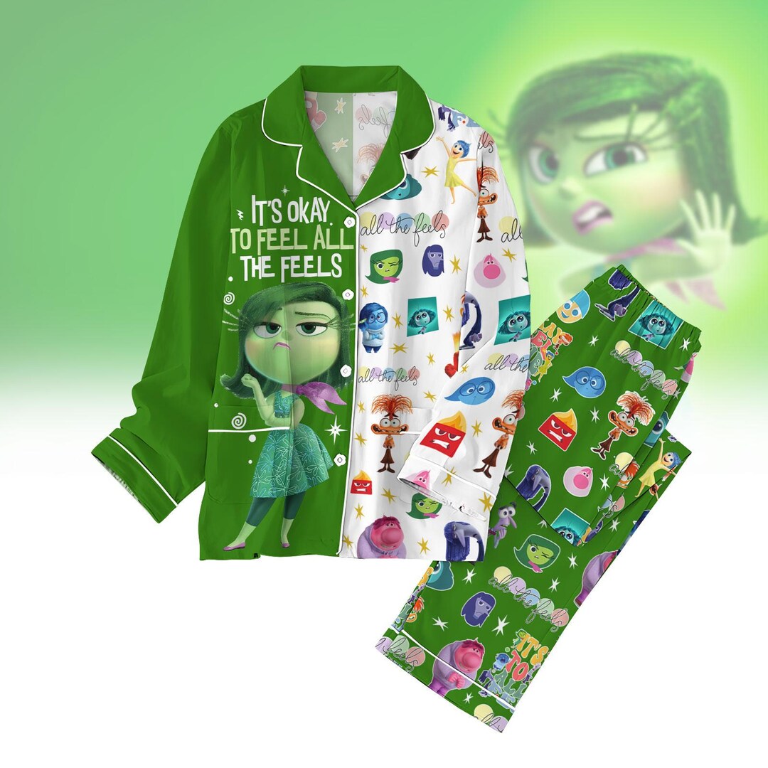 Inside Out Disgust Pajamas Set, Disney Pjs, Magic Kingdom Women Pajamas ...
