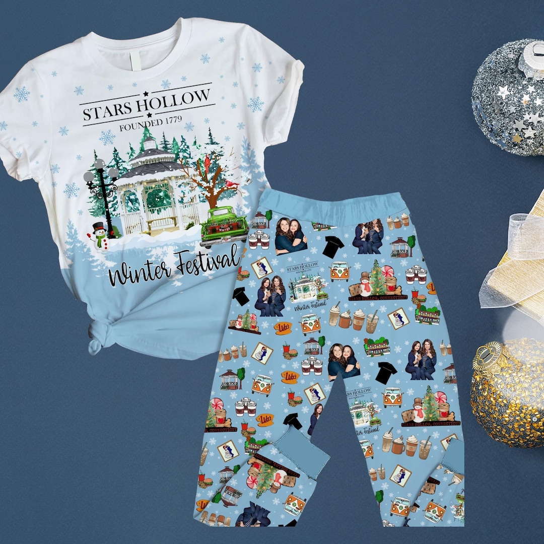Star Hollows Pajamas Set, Gilmore Girls Christmas Pajamas, Lukes Diner ...