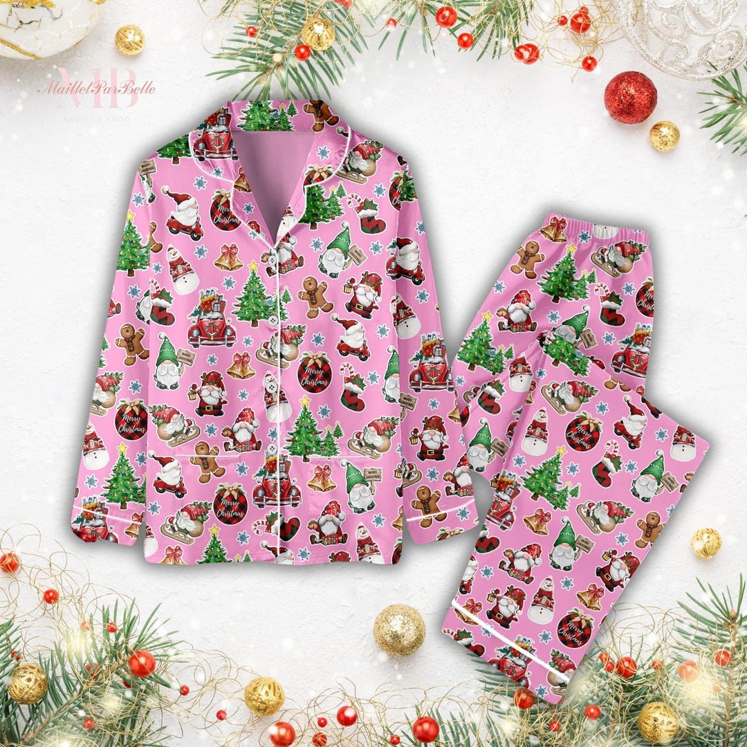 Cute Santa Valentine Pajamas Set, Matching Pajamas Set, Funny Santa ...