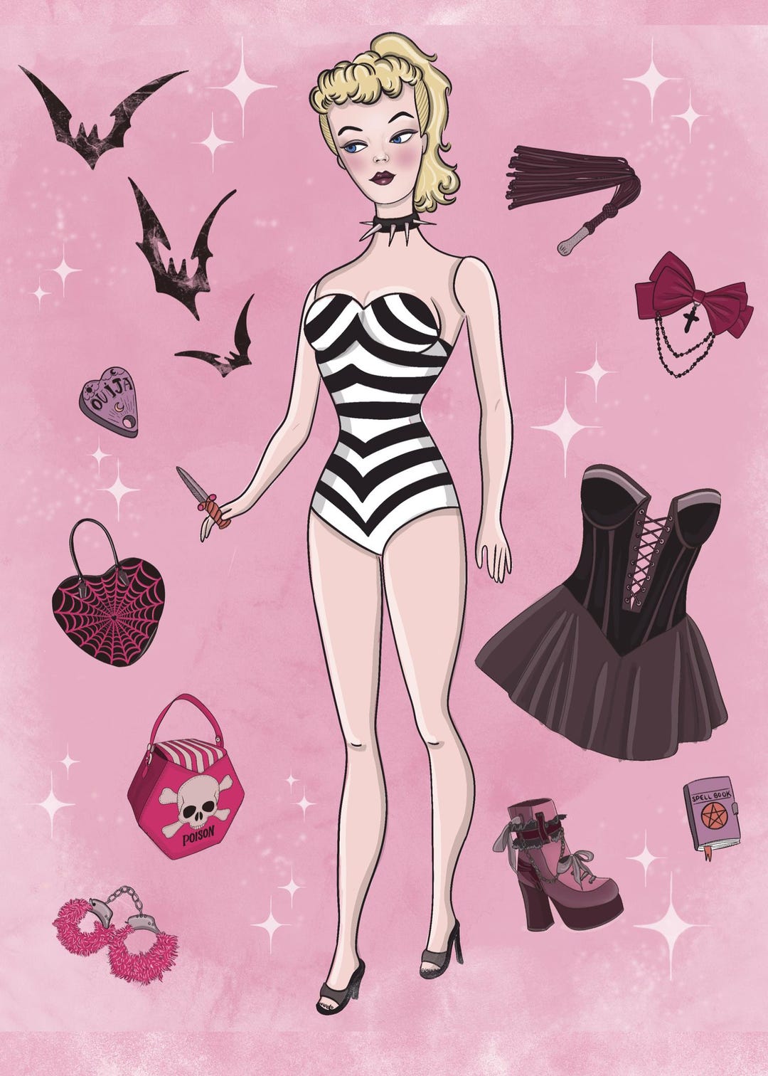 Goth Barbie Art Print - Etsy