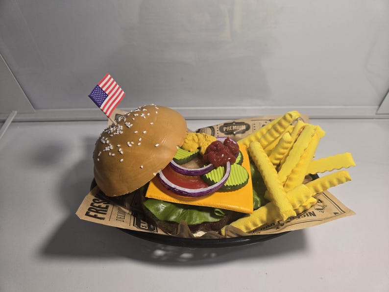 Fake Cheeseburger and French Fries, Summer Grilling, Summer BBQ, Summer ...