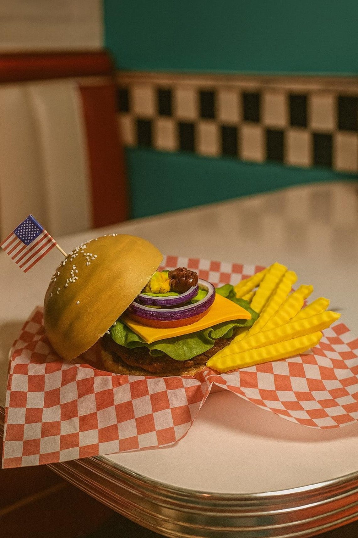 Fake Cheeseburger and French Fries, Summer Grilling, Summer BBQ, Summer ...