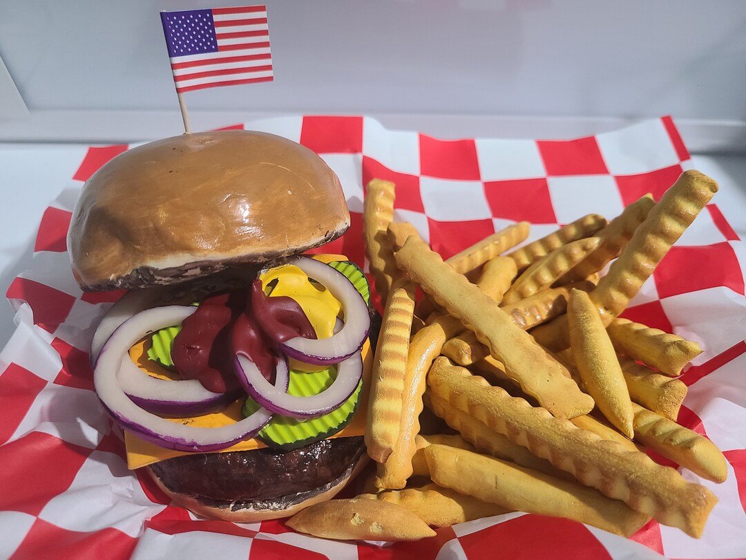 Fake Cheeseburger and French Fries, Summer Grilling, Summer BBQ, Summer ...