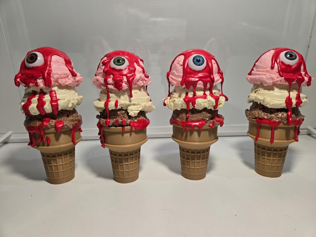 Fake/faux Eyeball Ice Cream Cone, Halloween Decor, Creepy Carnival ...