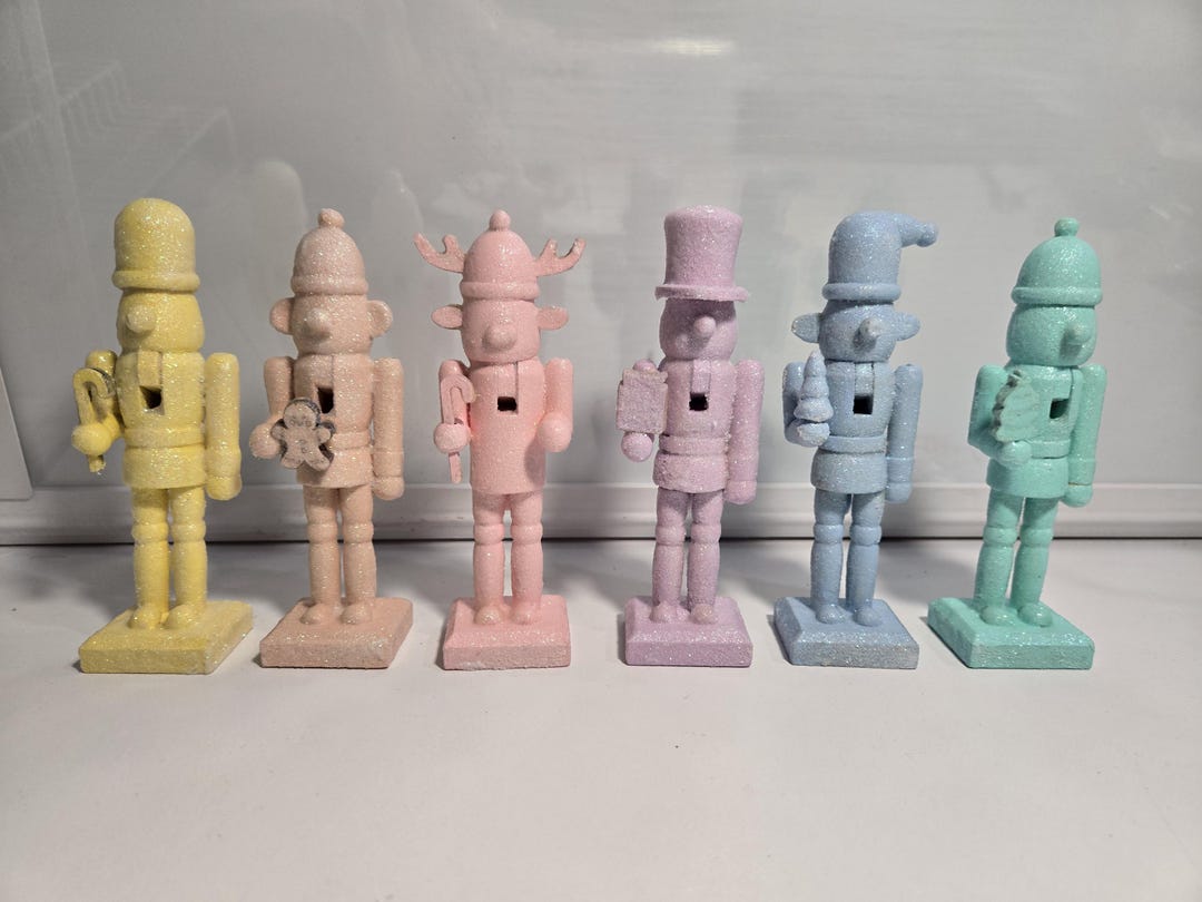 Set of 6 Pastel Nutcrackers, Candyland Christmas, Sweet Shoppe ...