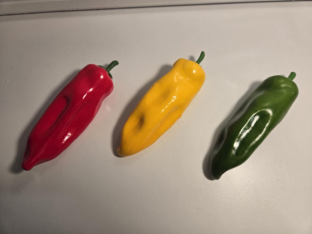 Fake/faux Chili Peppers, Red Chili Pepper, Green Chili Pepper, Yellow ...