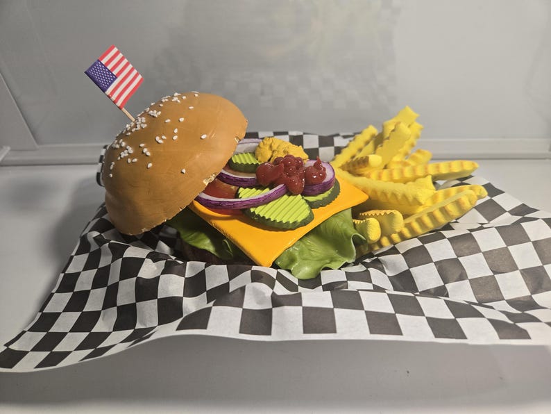 Fake Cheeseburger and French Fries, Summer Grilling, Summer BBQ, Summer ...
