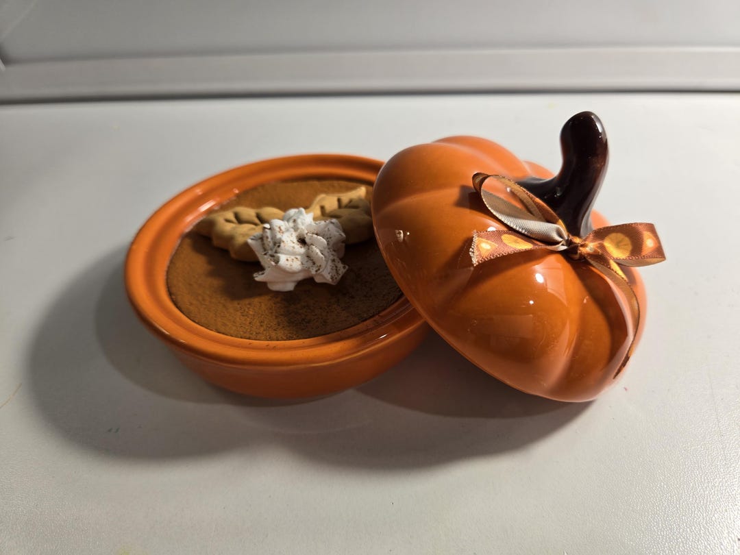 Fake/faux Mini Pumpkin Pie in Pumpkin Dish, Fall Decor, Tiered Tray ...