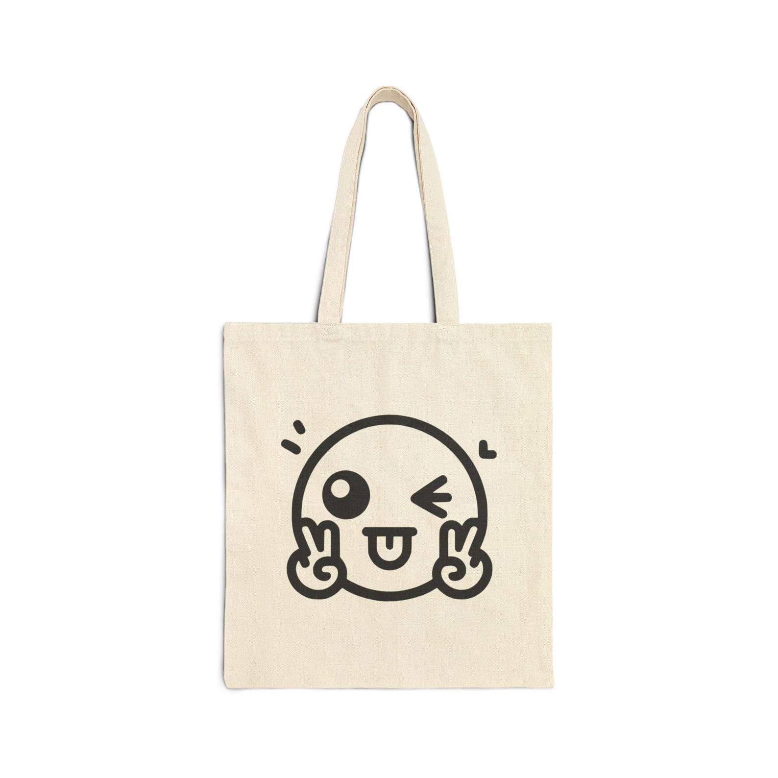 Cute Peace Emoticon Emoji Cotton Canvas Tote Bag Best Birthday Gift for ...