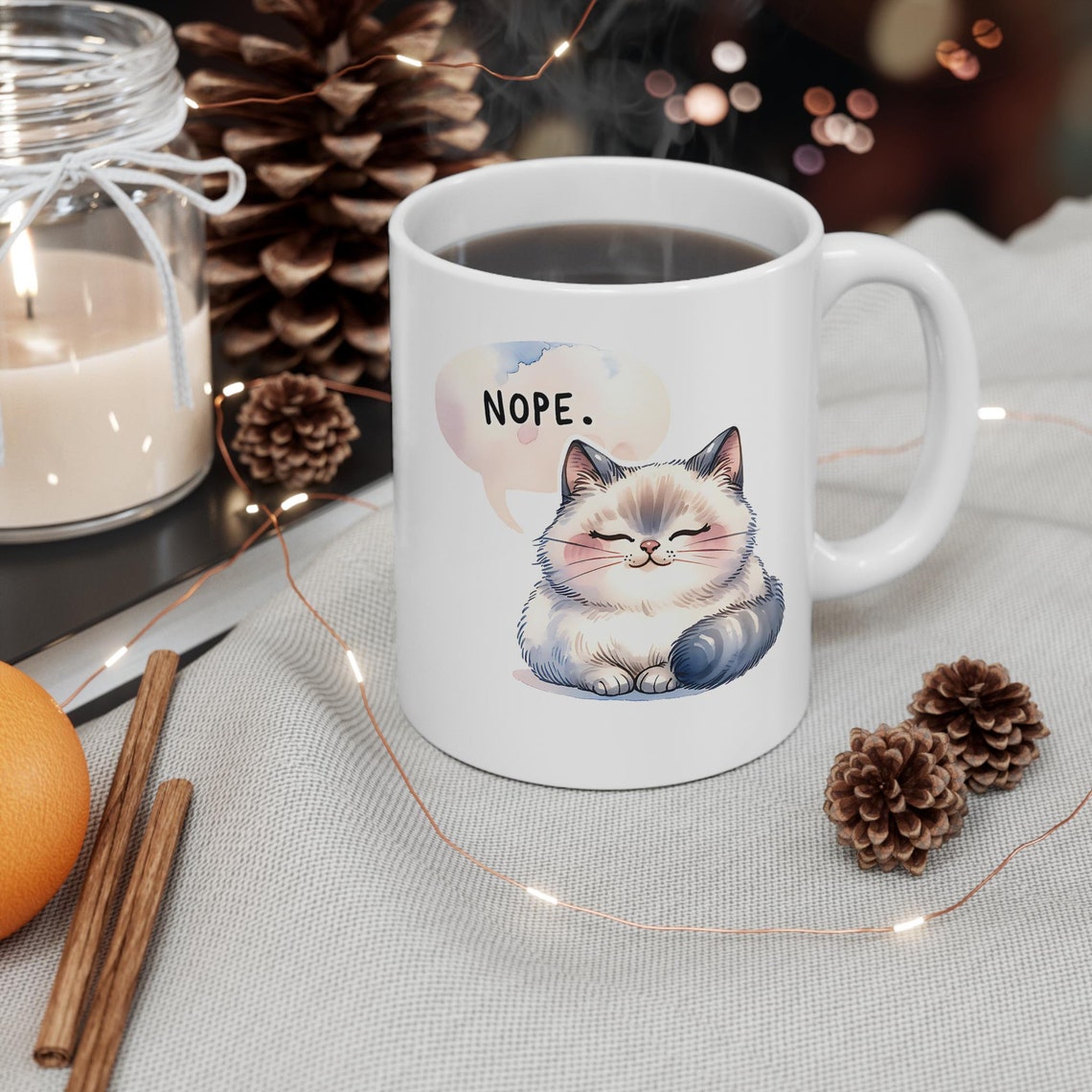Nope Cat Mug Funny Coffee Cup Funny Cat Mug Best Birthday Gift Perfect ...