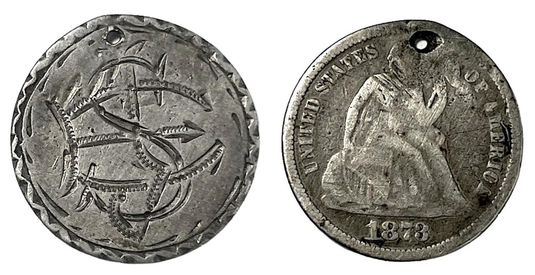 Love Token, Genuine Antique, Made From 1873 US Dime, Sterling Silver ...