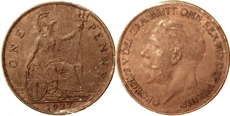 Genuine and Original, 1927, Great Britain, Penny,km-826, Extra Fine ...