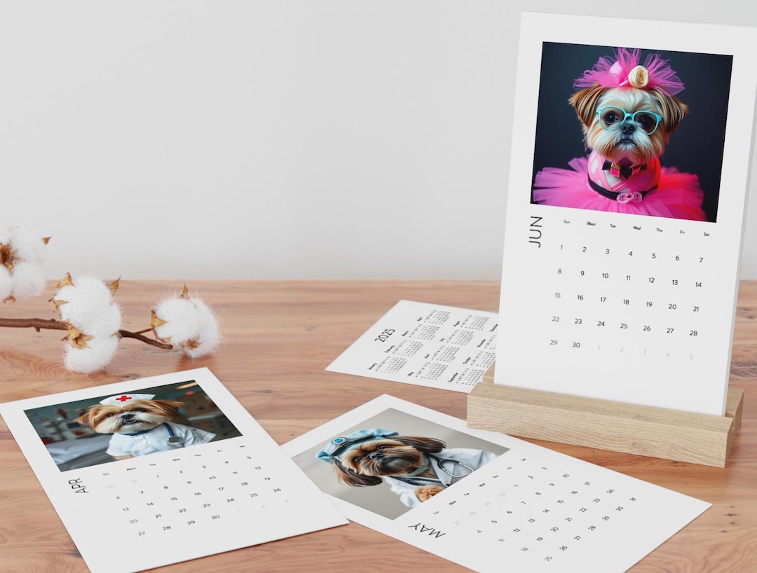 Shih Tzu Dog Theme, Calendar, Vertical Desk Calendar 2025, Unique Dog ...