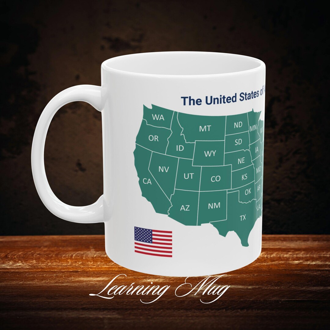 USA States Map Ceramic Mug: Patriotic Traveler's Coffee Cup - Etsy