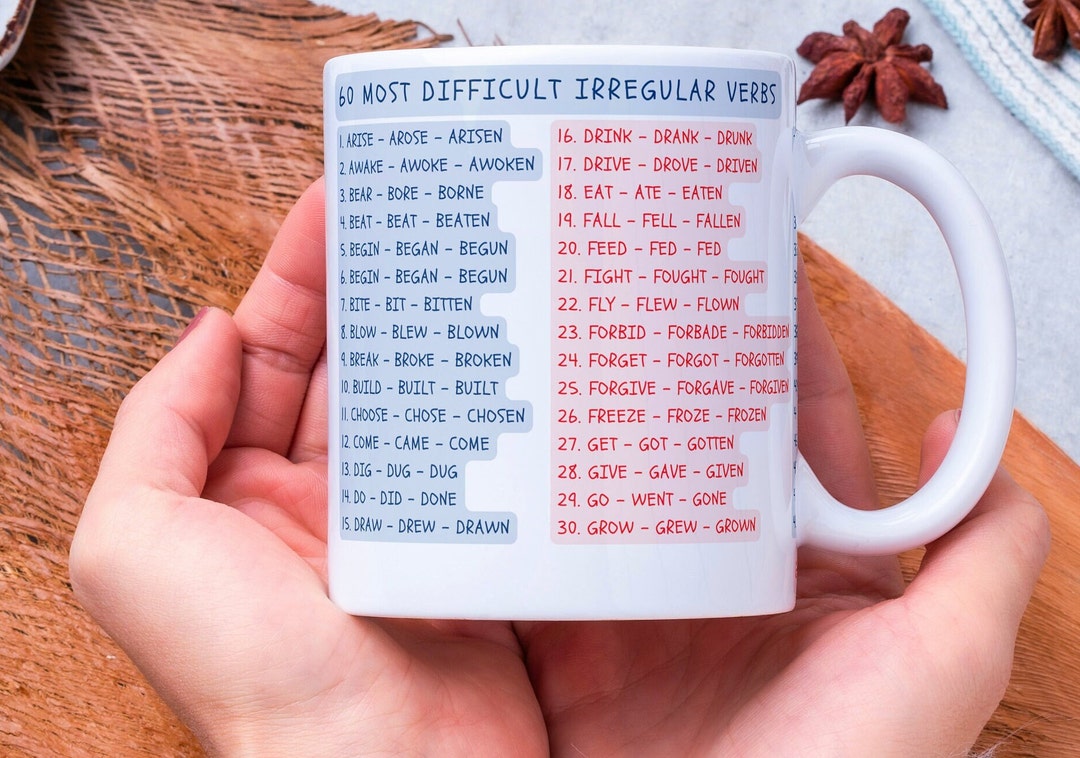 60 Most Difficult Irregular Verbs Learning Mug Master English Grammar ...