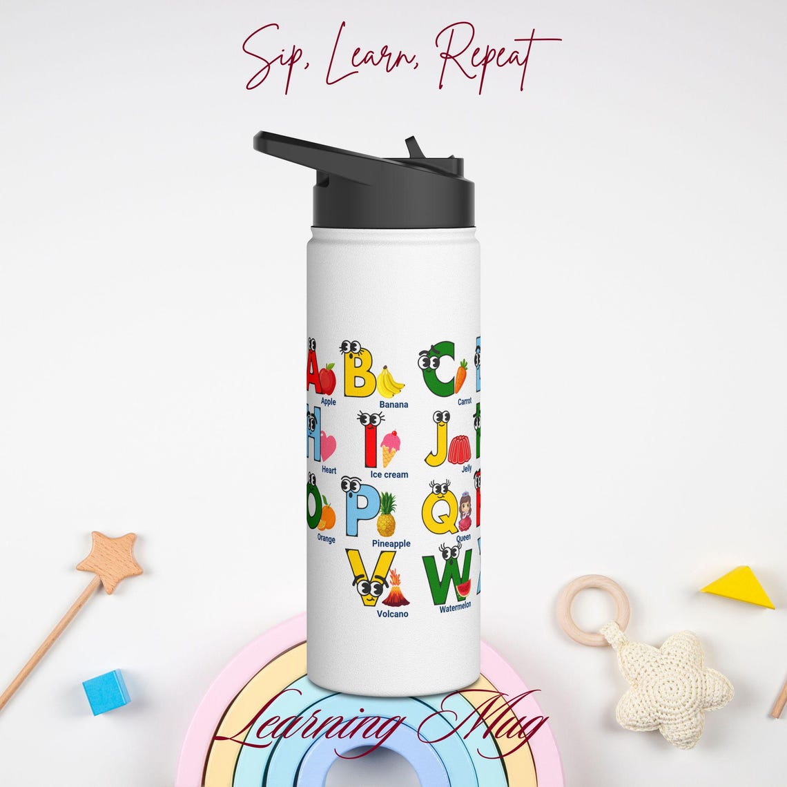 ABC Learning Water Bottle for Kids, Preschool Learning - Etsy