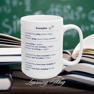 Present Tenses Learning Mug, English Grammar Mug, Language Arts or ...