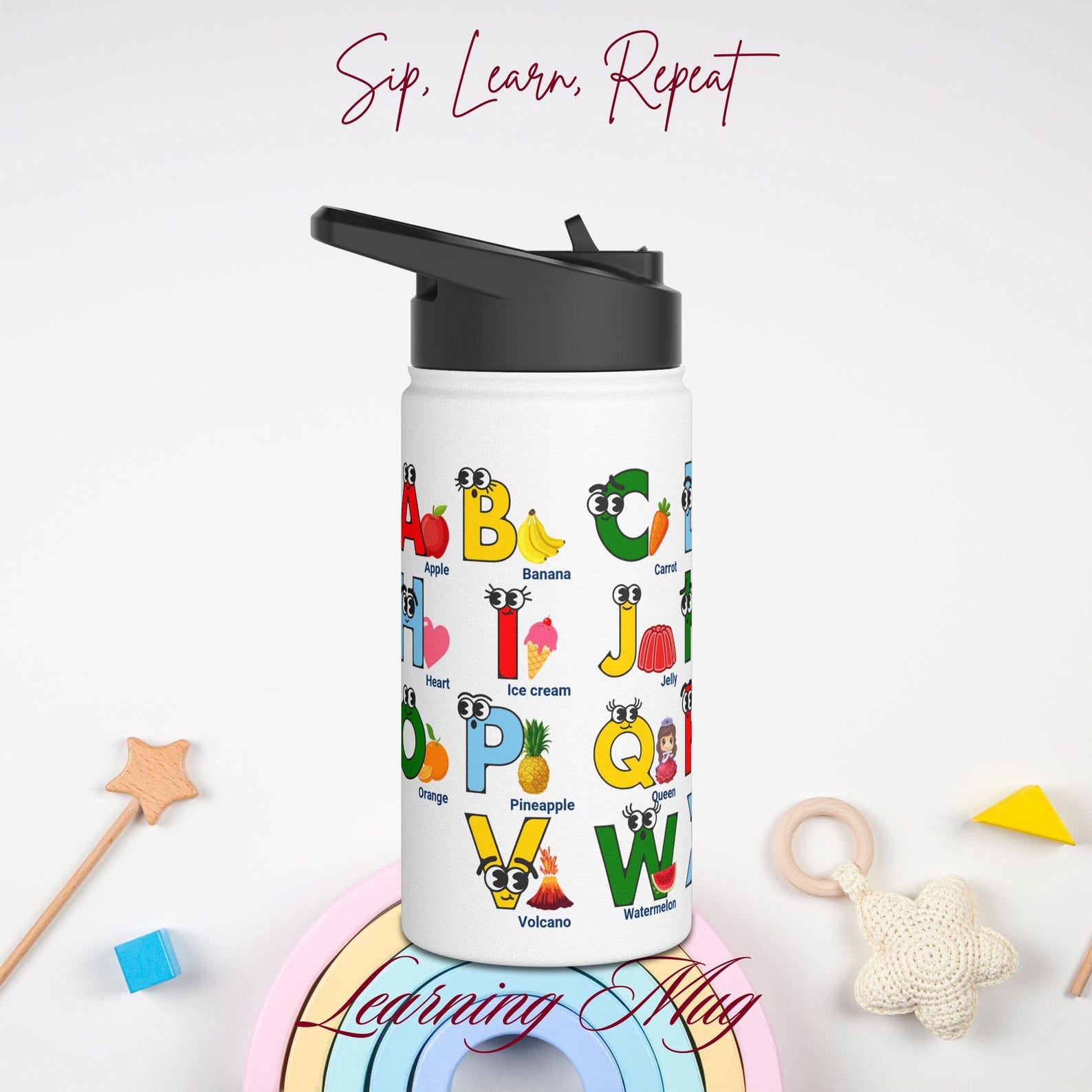 ABC Learning Water Bottle for Kids, Preschool Learning, Back to School ...
