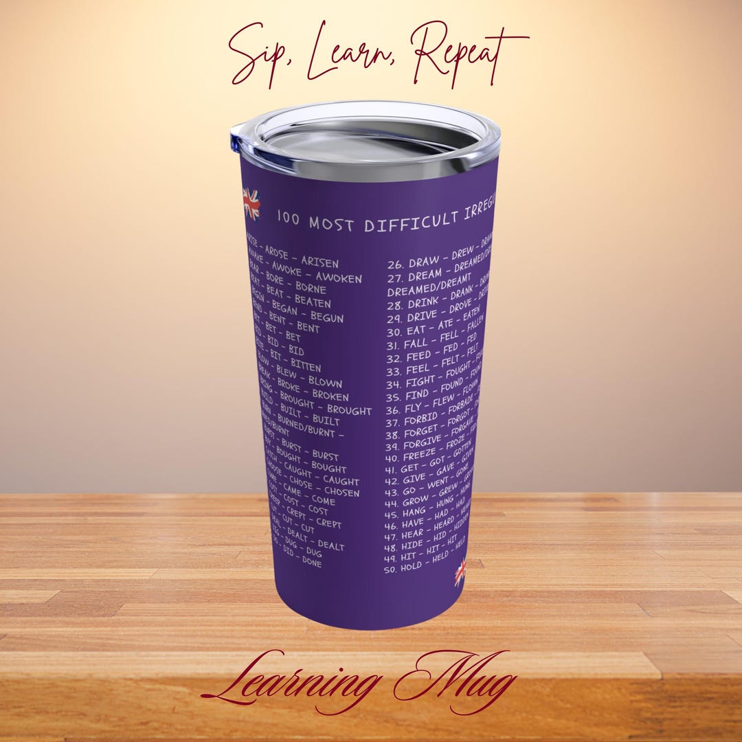 Irregular Verbs Tumbler, Language Learning Gift, English Teacher Gift ...