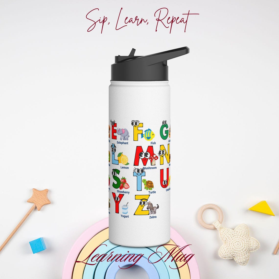 ABC Learning Water Bottle for Kids, Preschool Learning, Back to School ...