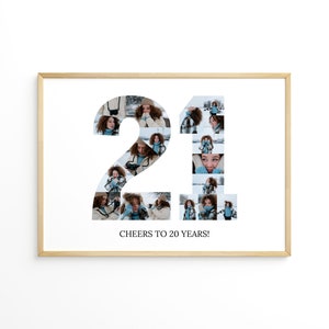 Editable, Number 21 Photo Collage Template, Personalized, 21st Birthday ...