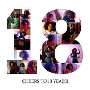 Editable, 18 Number Photo Collage Template, Personalized, 18th Birthday ...