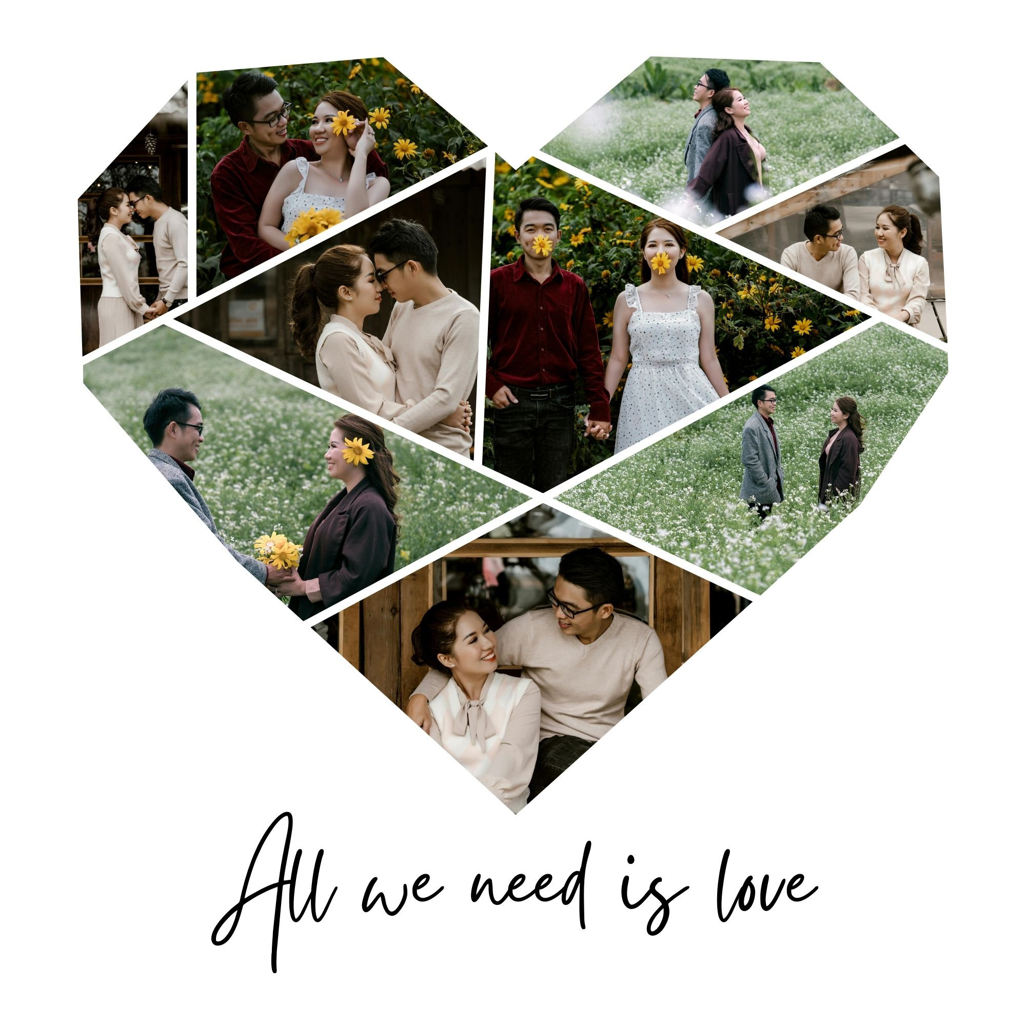 Heart Photo Collage Template, Personalized, Anniversary Gift, Canva ...