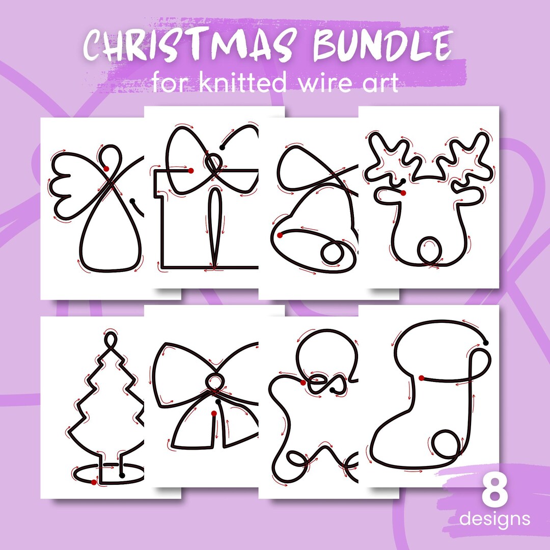 Christmas Knitted Wire Art Template, Bundle, Bending Template for ...