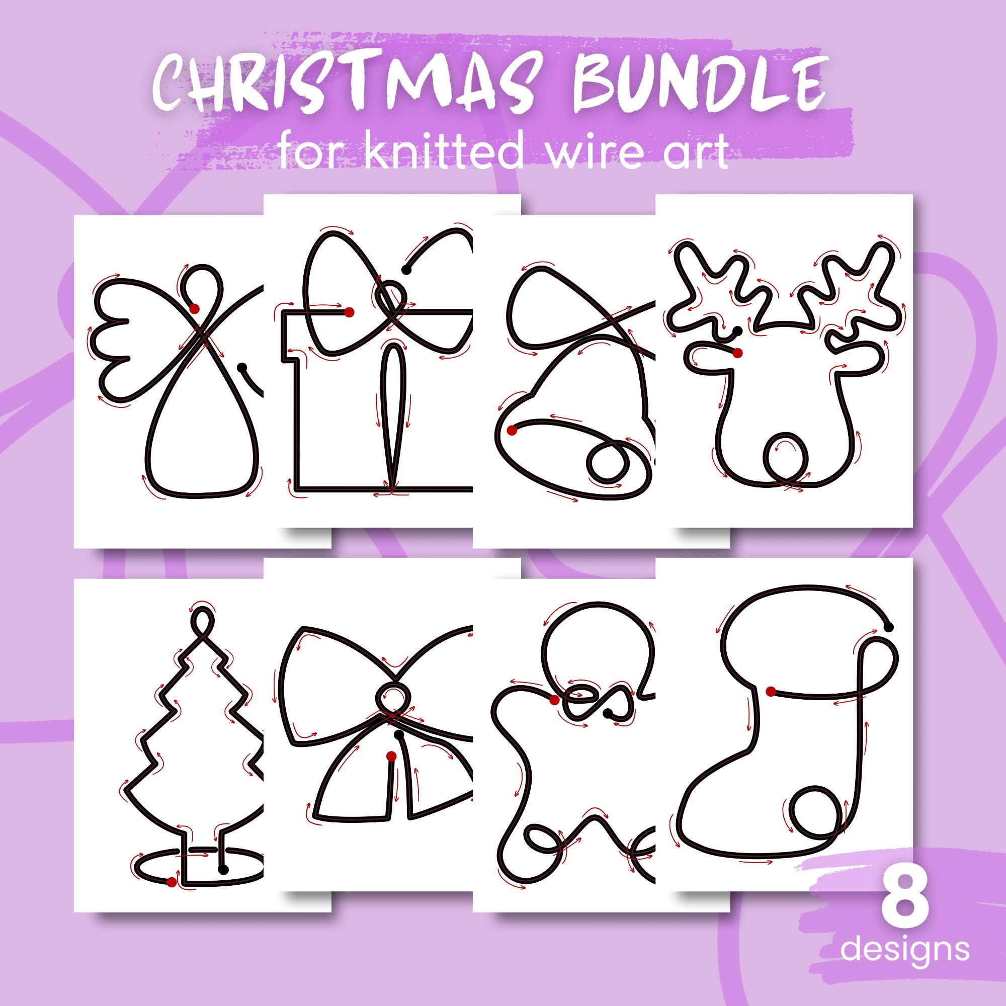Christmas Knitted Wire Art Template, Bundle, Bending Template for ...
