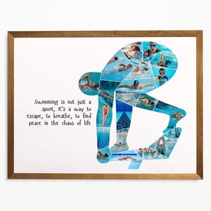 Swimmer Personalized Photo Collage Frame, Custom Gift for Swimmer ...