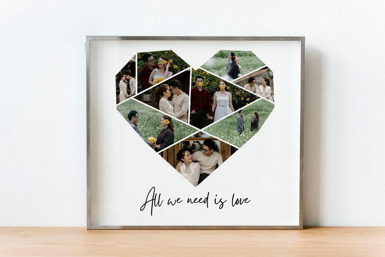 Heart Photo Collage Template, Personalized, Anniversary Gift, Canva ...