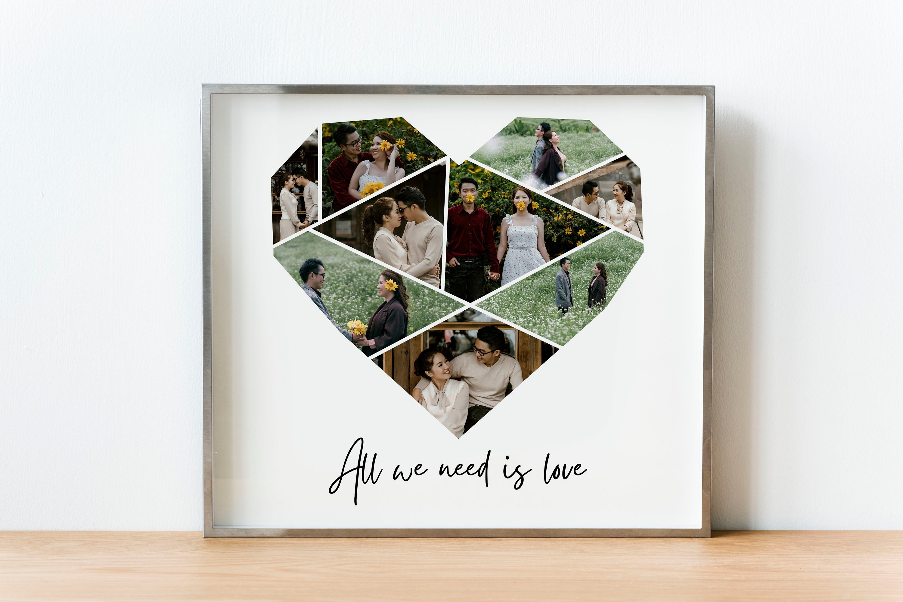 Heart Photo Collage Template, Personalized, Anniversary Gift, Canva ...