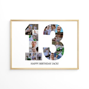 Editable, 13 Number Photo Collage Template, Personalized, 13th Birthday ...
