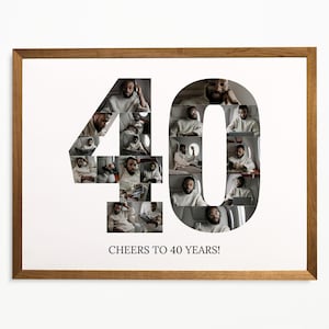Number 40 Photo Collage Template, Personalized, 40th Birthday Gift ...