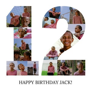 Editable, 12 Number Photo Collage Template, Personalized, 12th Birthday ...