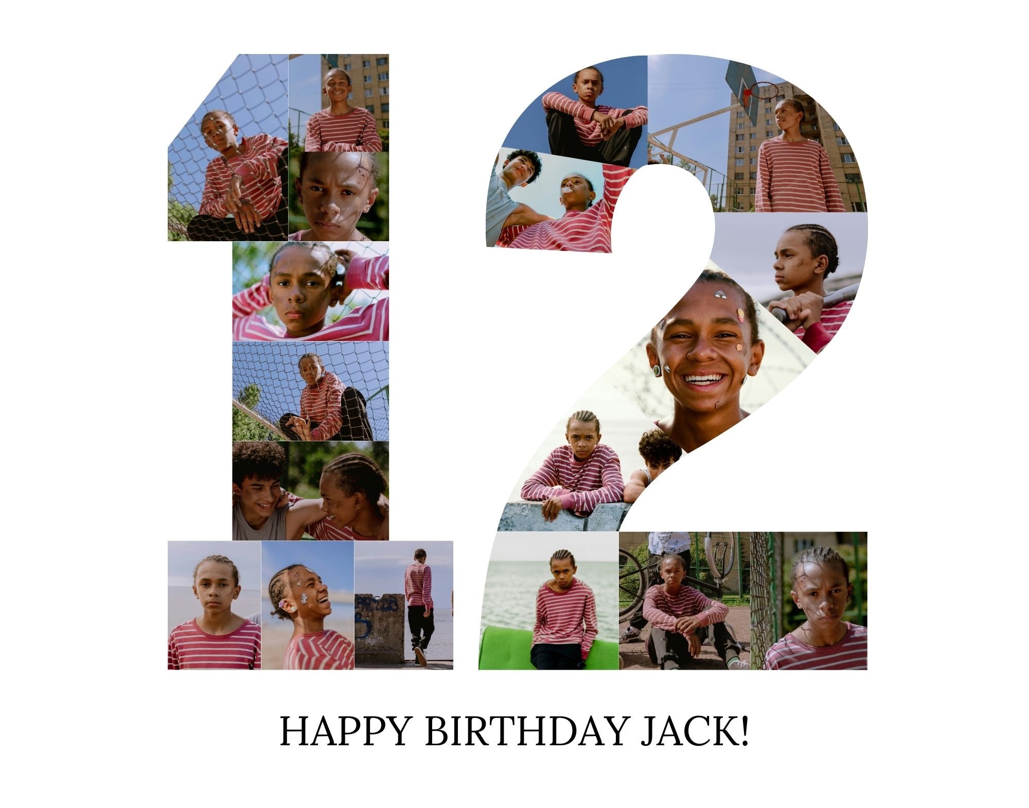 Editable, 12 Number Photo Collage Template, Personalized, 12th Birthday ...