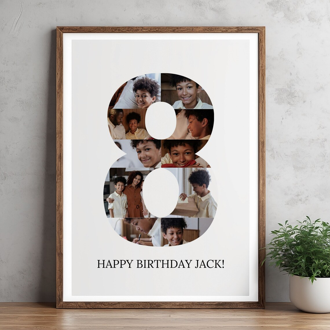 Number 8 Photo Collage Template, 8th Birthday Decor, Photo Milestone ...
