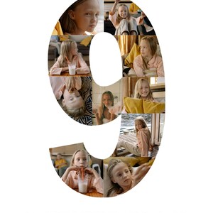 Number 9 Photo Collage Template, 9th Birthday Decor, Photo Milestone ...