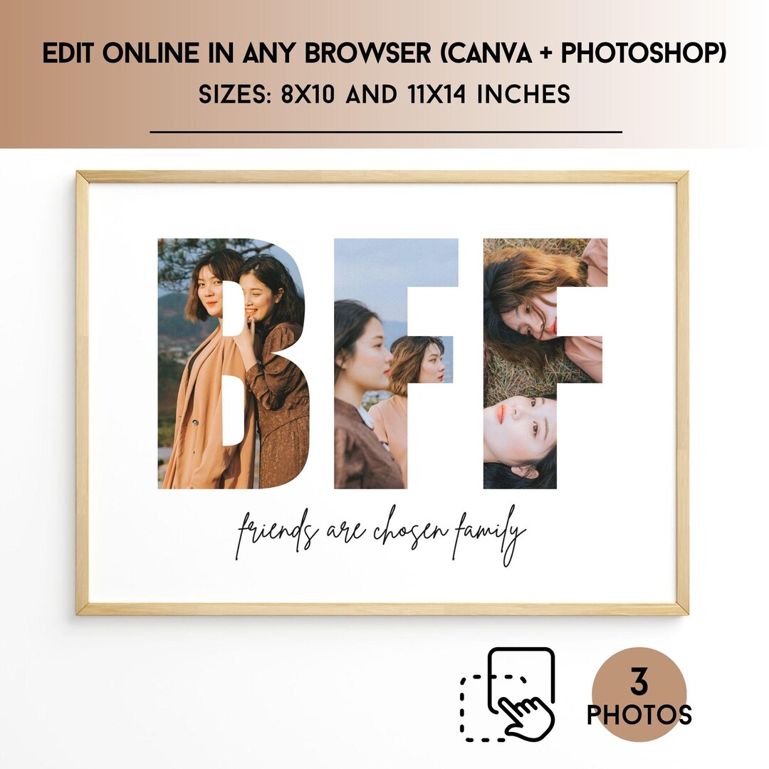 BFF Photo Collage Template, Custom, Gift for Best Friends, Bestie ...