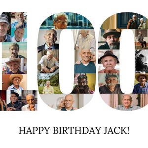 Number 100 Photo Collage Template, Personalized, 100th Birthday Gift ...