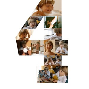 Number 4 Photo Collage Template, 4th Birthday Poster, Photo Milestone ...