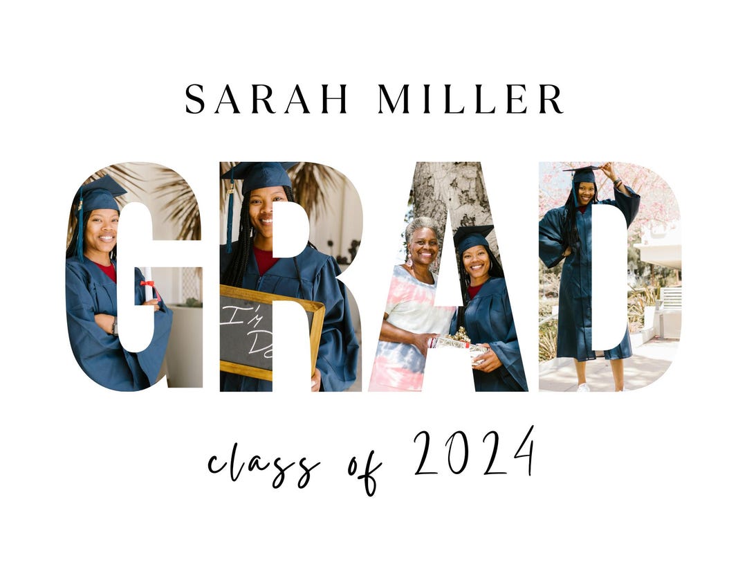 Editable GRAD Photo Collage Template, Graduation Gift for Seniors ...